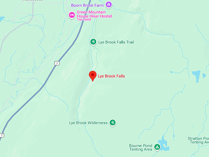 lye brook falls 10 map