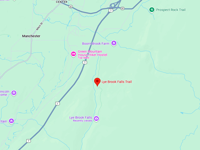 lye brook falls trail map