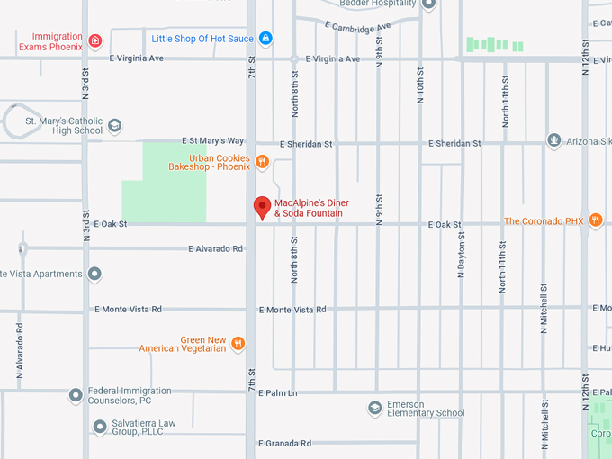 macalpine's diner & soda fountain 10 map