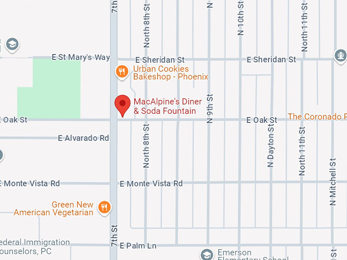 macalpine's diner & soda fountain 10 map