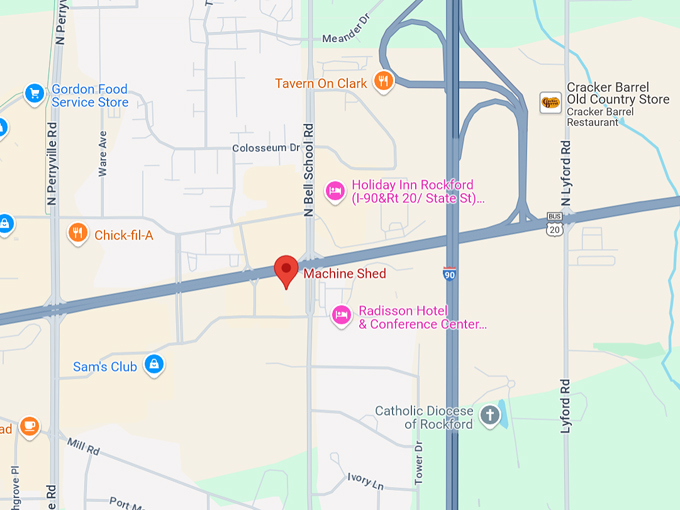 machine shed restaurant map