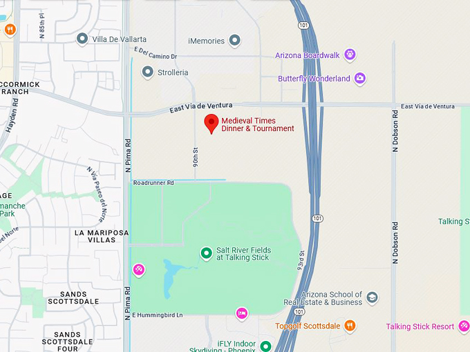 medieval times dinner & tournament 10 map