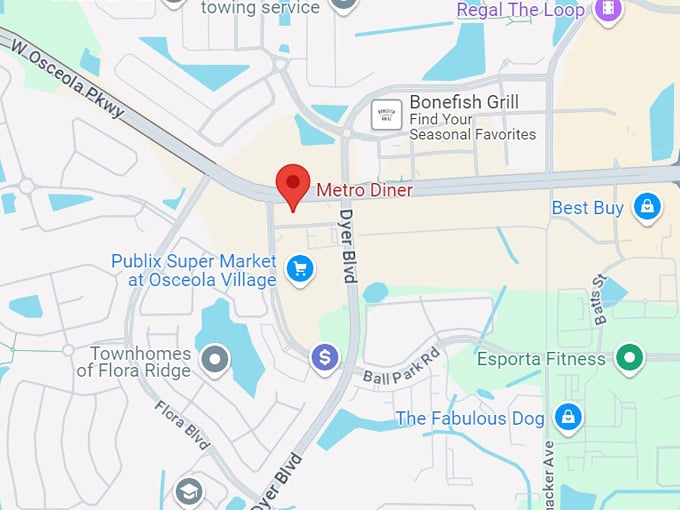 metro diner kissimmee, fl 10 map