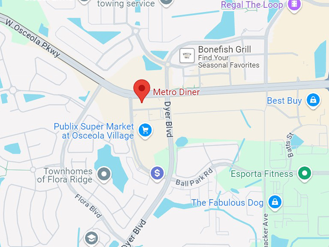 metro diner kissimmee, fl 10 map