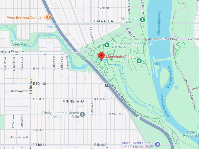 minnehaha falls 10 map