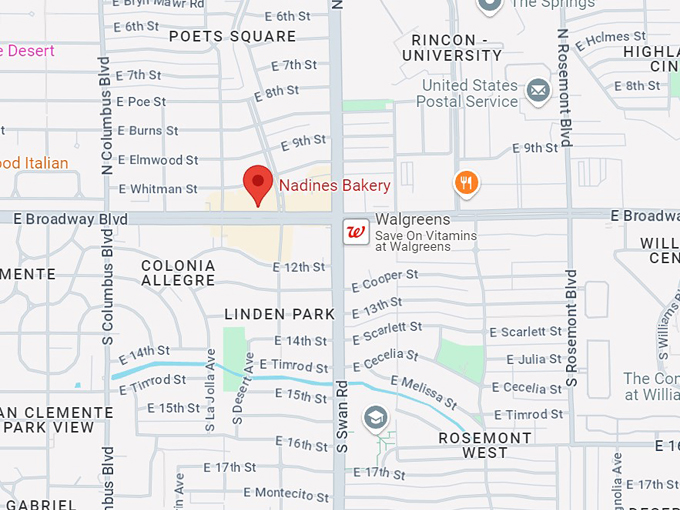 nadines bakery tucson, az 10 map