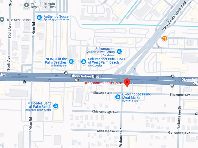 okeechobee steak house west palm beach, fl 10 map
