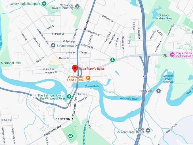 papa frank's italian restaurant 10 map