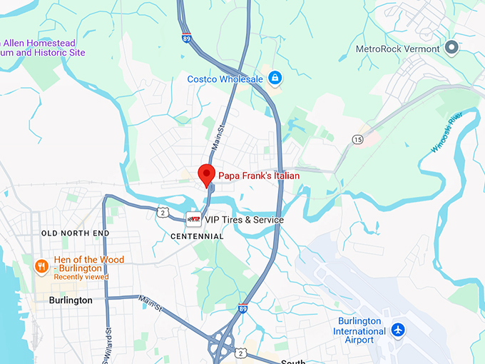 papa frank's italian restaurant 10 map