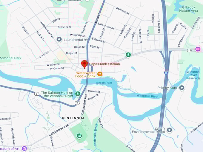 papa frank's italian restaurant 10 map