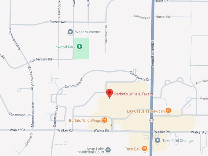 parker's grille & tavern 10 map