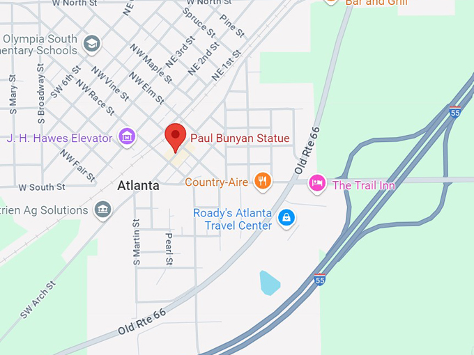 paul bunyon in atlanta, il 10 map