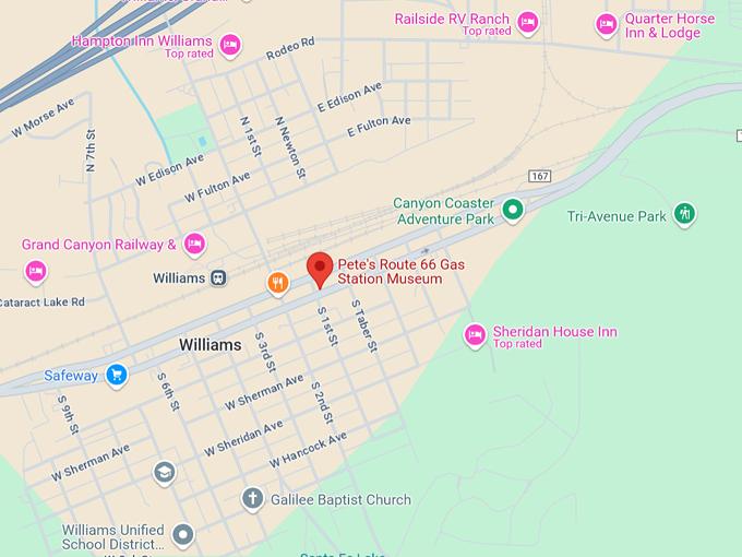 pete's route 66 gas station museum 10 map