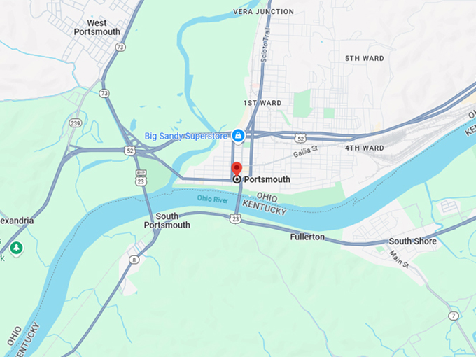 portsmouth, ohio 10 map