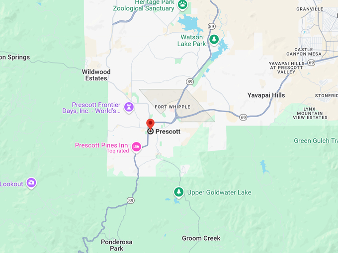 prescott, arizona 10 map