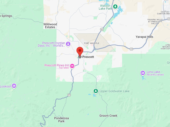 prescott, arizona 10 map