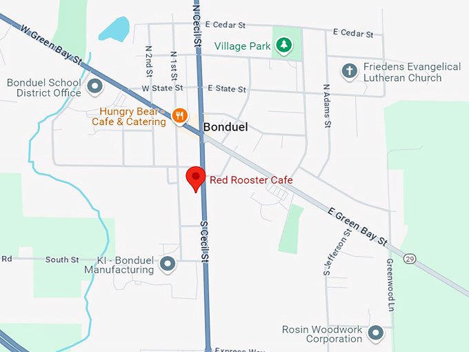 red rooster cafe 10 map