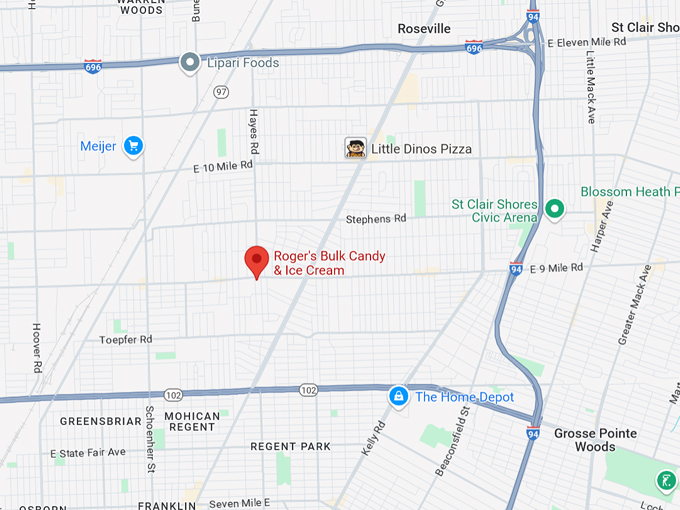 roger's bulk candy & ice cream 10 map