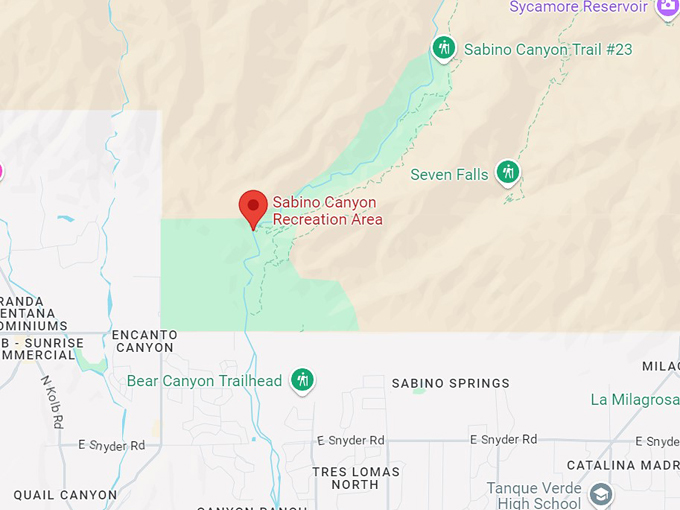 seven falls tucson, az 10 map