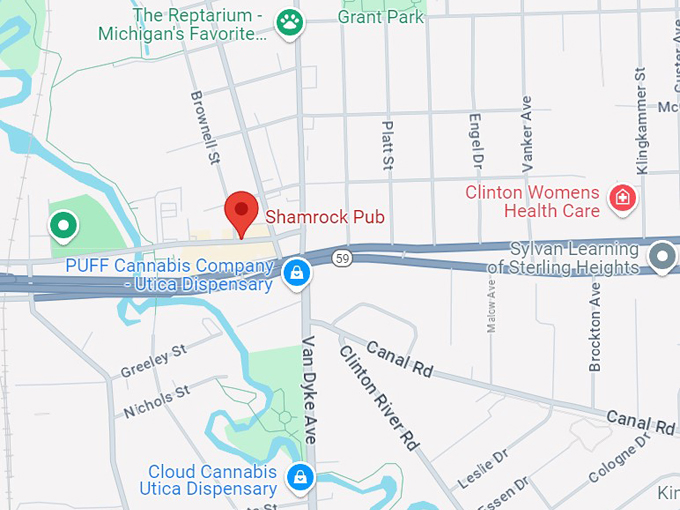shamrock pub in utica, mi 10 map