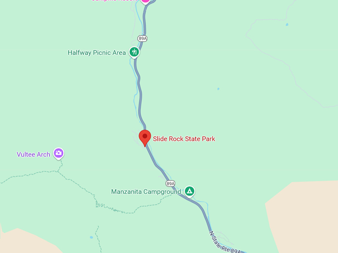 slide rock state park sedona, az 10 map