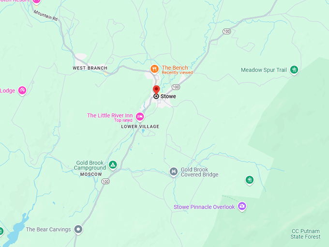 stowe, vermont 10 map