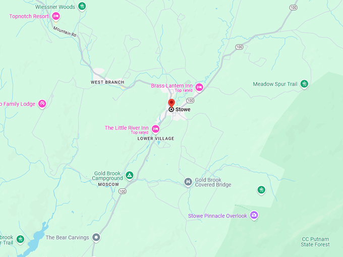 stowe, vermont 10 map