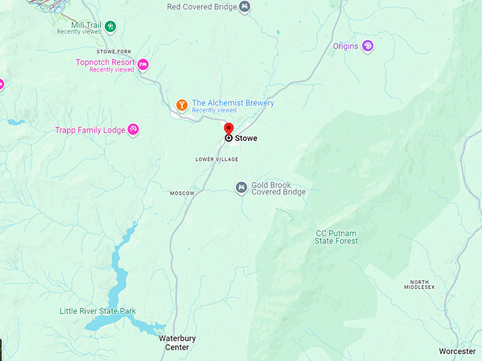 stowe, vermont 10 map