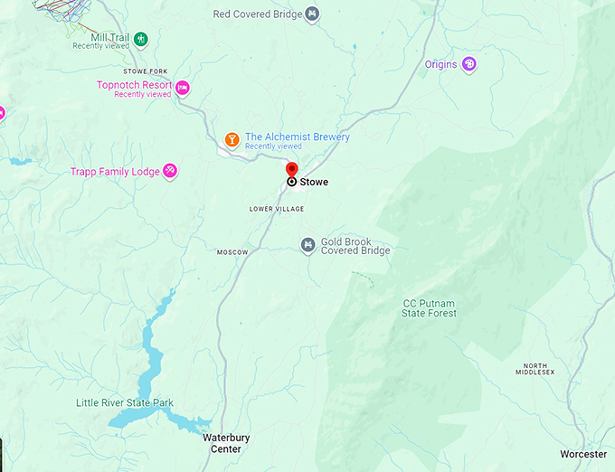 stowe, vermont 10 map