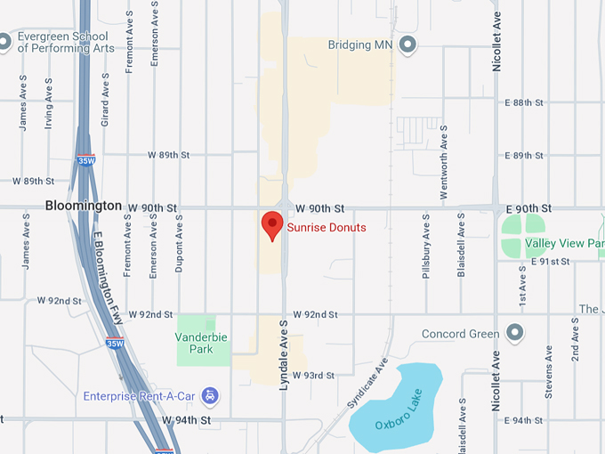 sunrise donuts 10 map