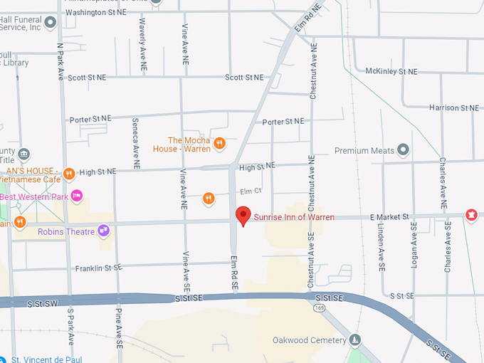 sunrise inn of warren 10 map