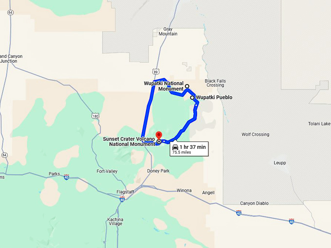 sunset crater and wupatki national monuments scenic drive 10 map
