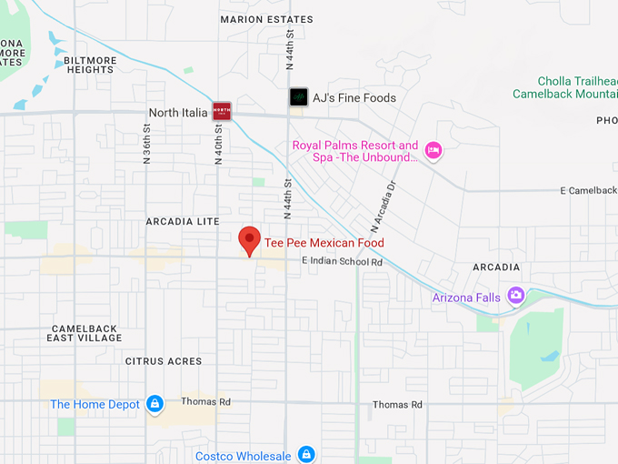 tee pee mexican food 10 map