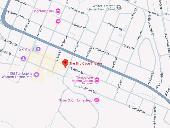 the birdcage theatre in tombstone, arizona 10 map