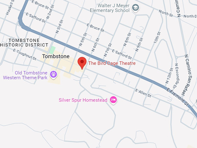 the birdcage theatre in tombstone, arizona 10 map