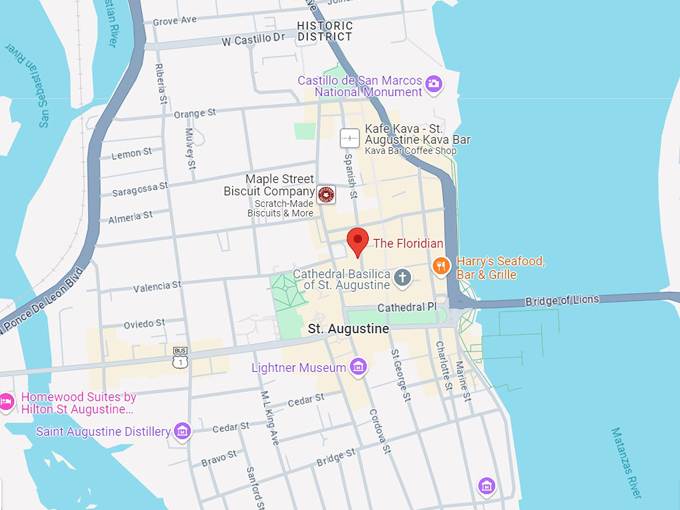 the floridian restaurant 10 map