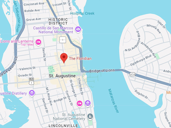 the floridian restaurant 10 map