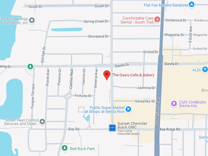 the oasis cafe & bakery 10 map