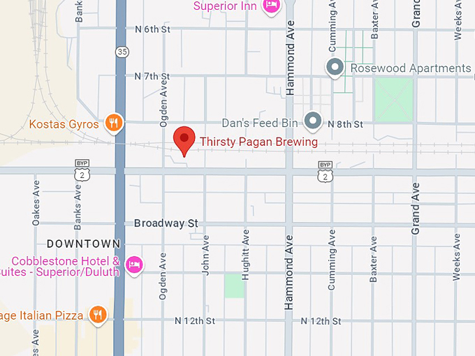 thirsty pagan brewing superior 10 map