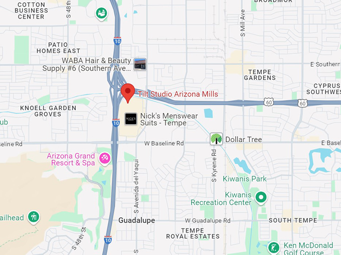 tilt studio arizona mills 10 map