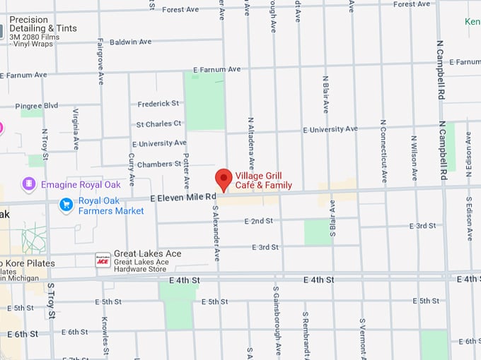 village grill caf&eacute; & family restaurant 10 map