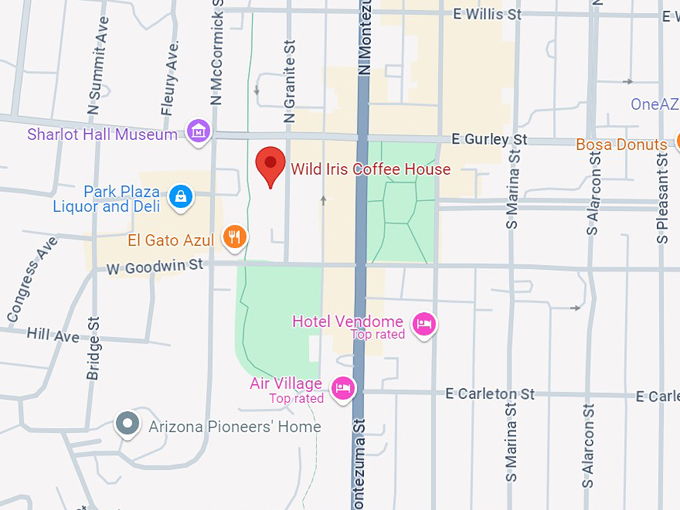 wild iris coffee house prescott, az 10 map