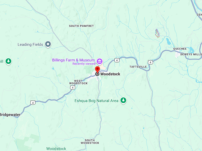 woodstock, vermont 10 map
