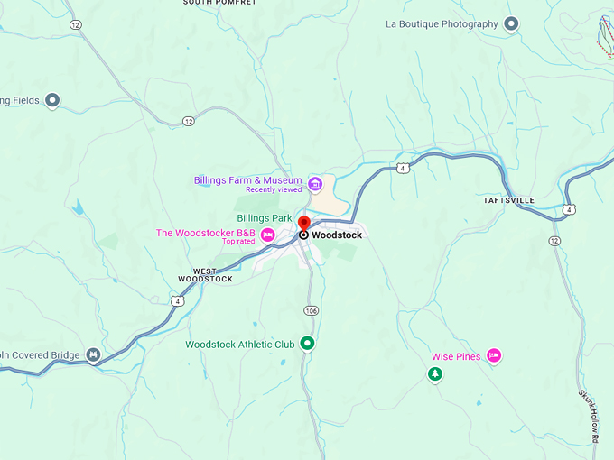 woodstock, vermont 10 map