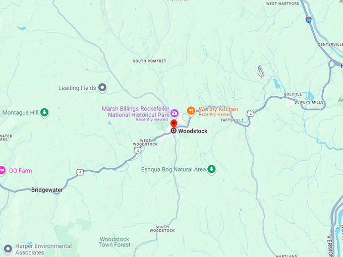 woodstock, vermont 10 map