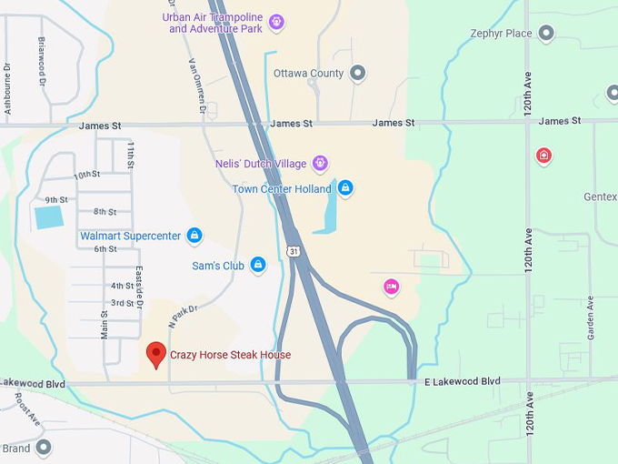 crazy horse steak house 10 map