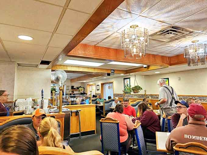 A full house is standard at Oak Creek Diner, where locals gather not just for meals but for moments of connection.