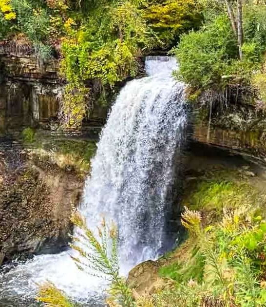 stunning autumn waterfall minnesota ftr