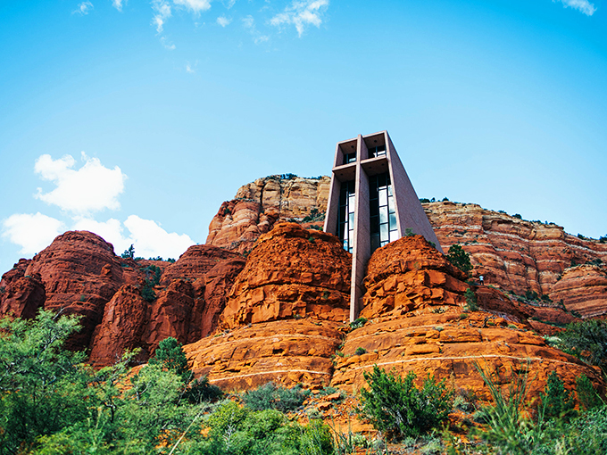 A heavenly sight or architectural sleight of hand? This chapel seems to defy gravity and logic, much like my attempts at yoga.