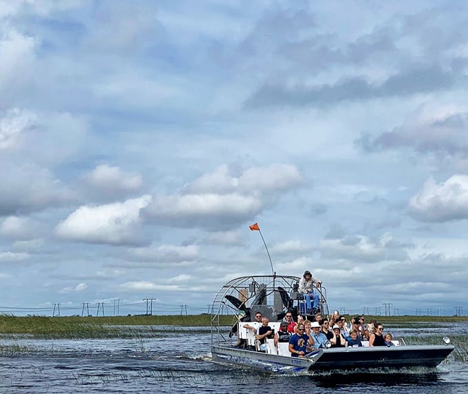 Skimming across the Everglades, this airboat packed with adventurers proves that Florida's best thrills don't require admission tickets or long lines.